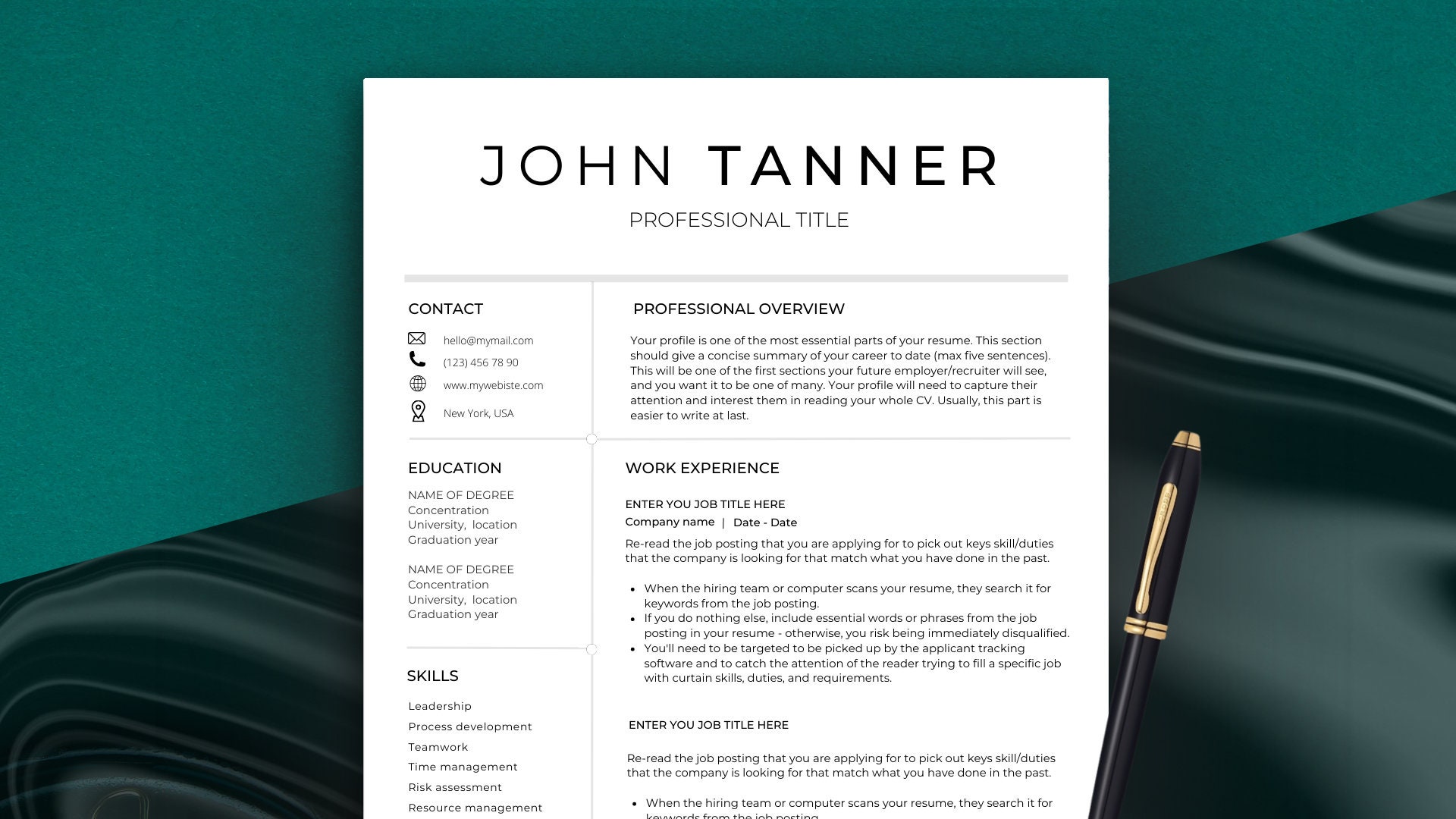 Modern and Simple Resume Template 2023 for MS Word, Pages, Canva - Etsy