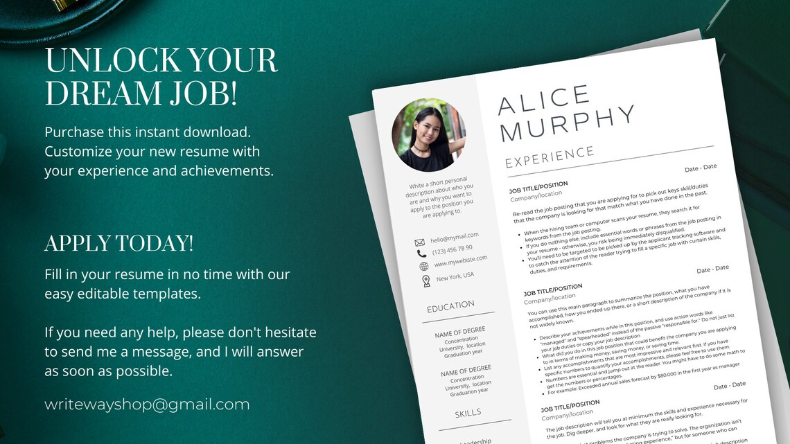 2023 Clean Resume Template. Easy to Edit in Canva free Program. Modern ...