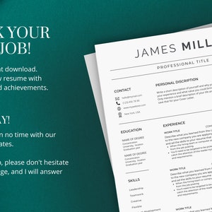 Minimalist Resume Template, Professional Modern Resume Template Word ...