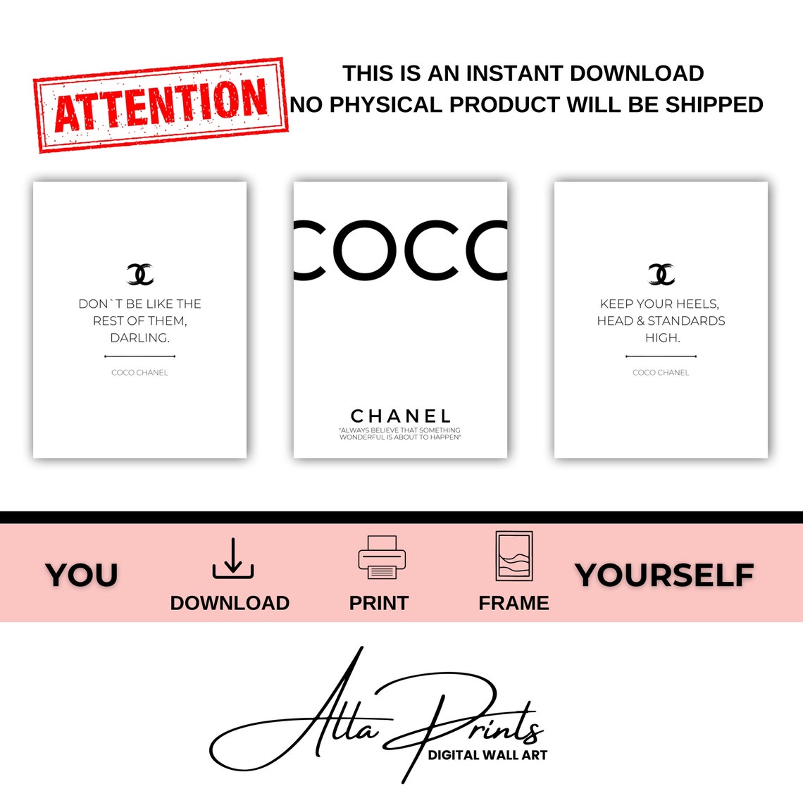 Set of 3 Fashion Prints, Fashion Quotes, Wall Art Set, Quote Prints ...
