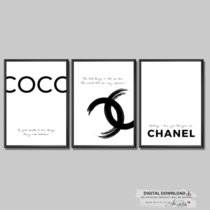 COCO Wall Art Set, Set of 3 Fashion Prints, Fashion Printable, Fashion ...