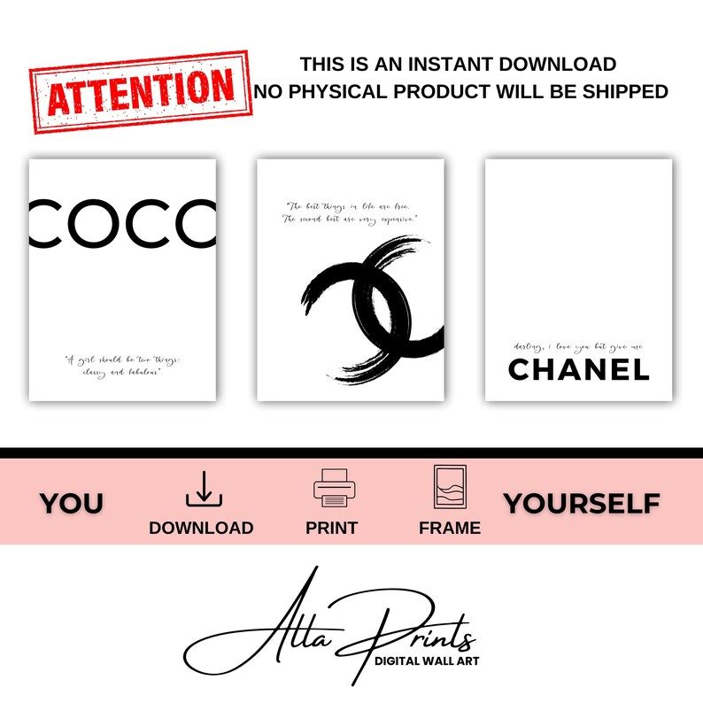 COCO Wall Art Set, Set of 3 Fashion Prints, Fashion Printable, Fashion ...