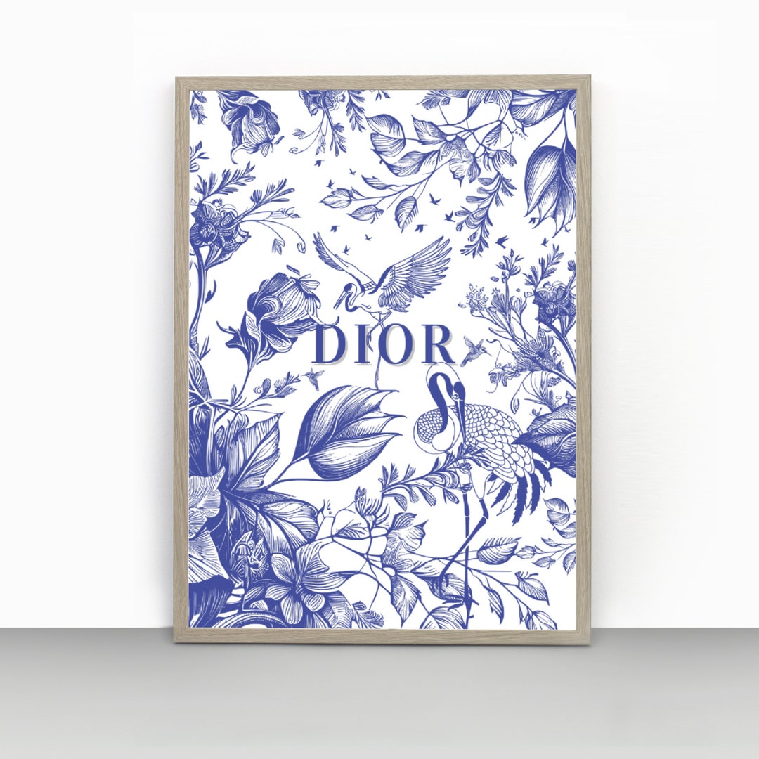 Luxury Fashion Print, Digital Print, Blue Vintage Floral Print, Fashion ...