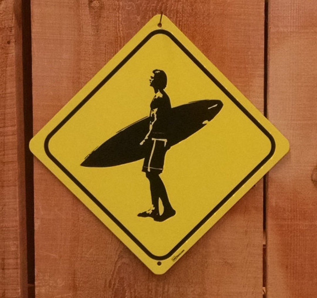 Surfer Crossing Sign, Beach Vacation Sign, California Beach Sign ...