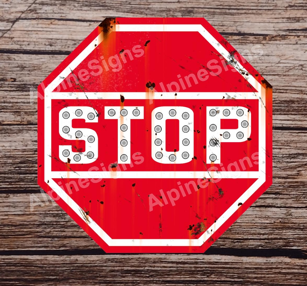 Old Red Stop Sign, Old Retro Stop Sign, Rustic Sign, Vintage Sign ...