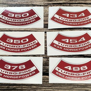 Custom Chevy Turbo-fire Air Cleaner Sticker Decal Any CID Any HP - Etsy