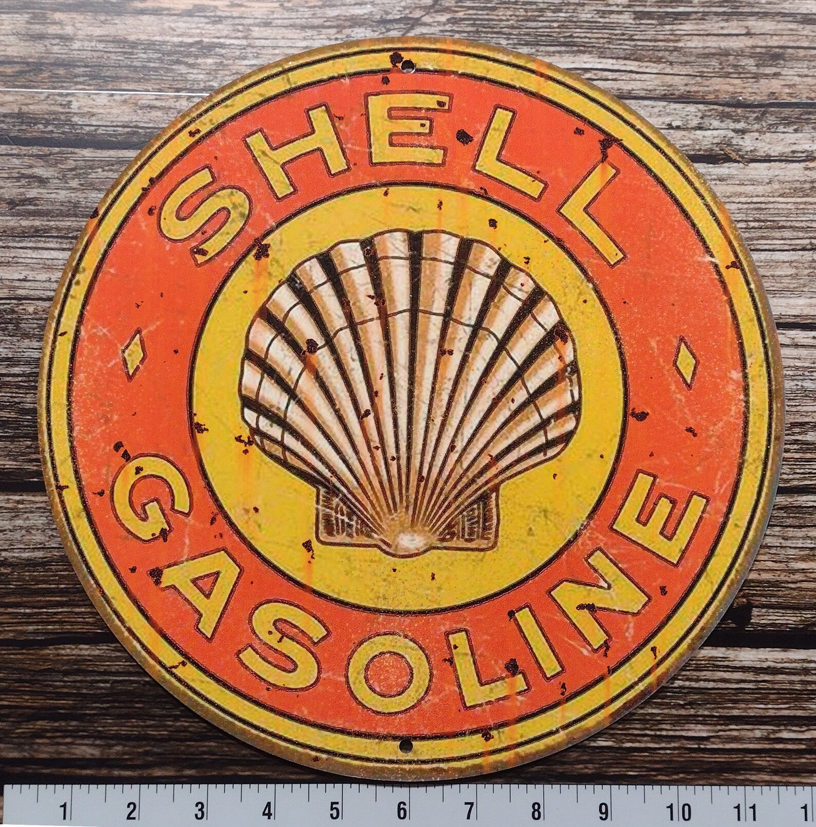 Vintage Reproduction Shell Gasoline Sign Distressed and Weathered ...