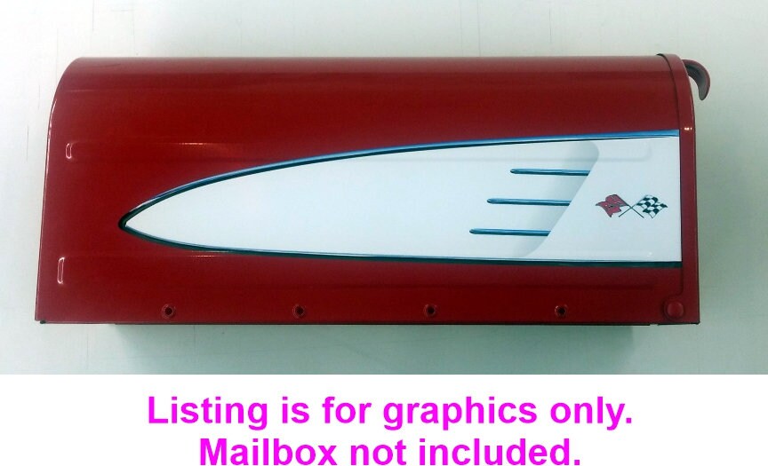Old Retro Corvette Chevy Chevrolet Mailbox Graphics MAILBOX NOT ...
