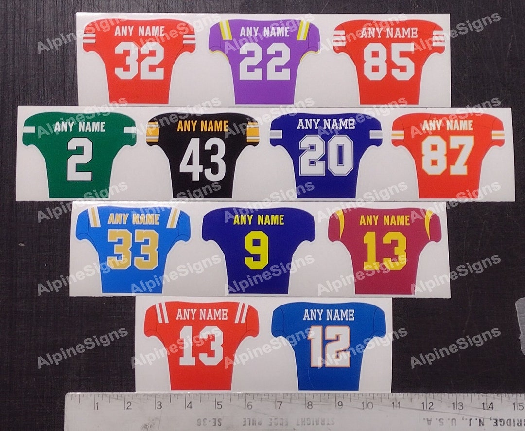 Custom NFL Football Jersey Sticker Personalized Football Jersey Sticker ...