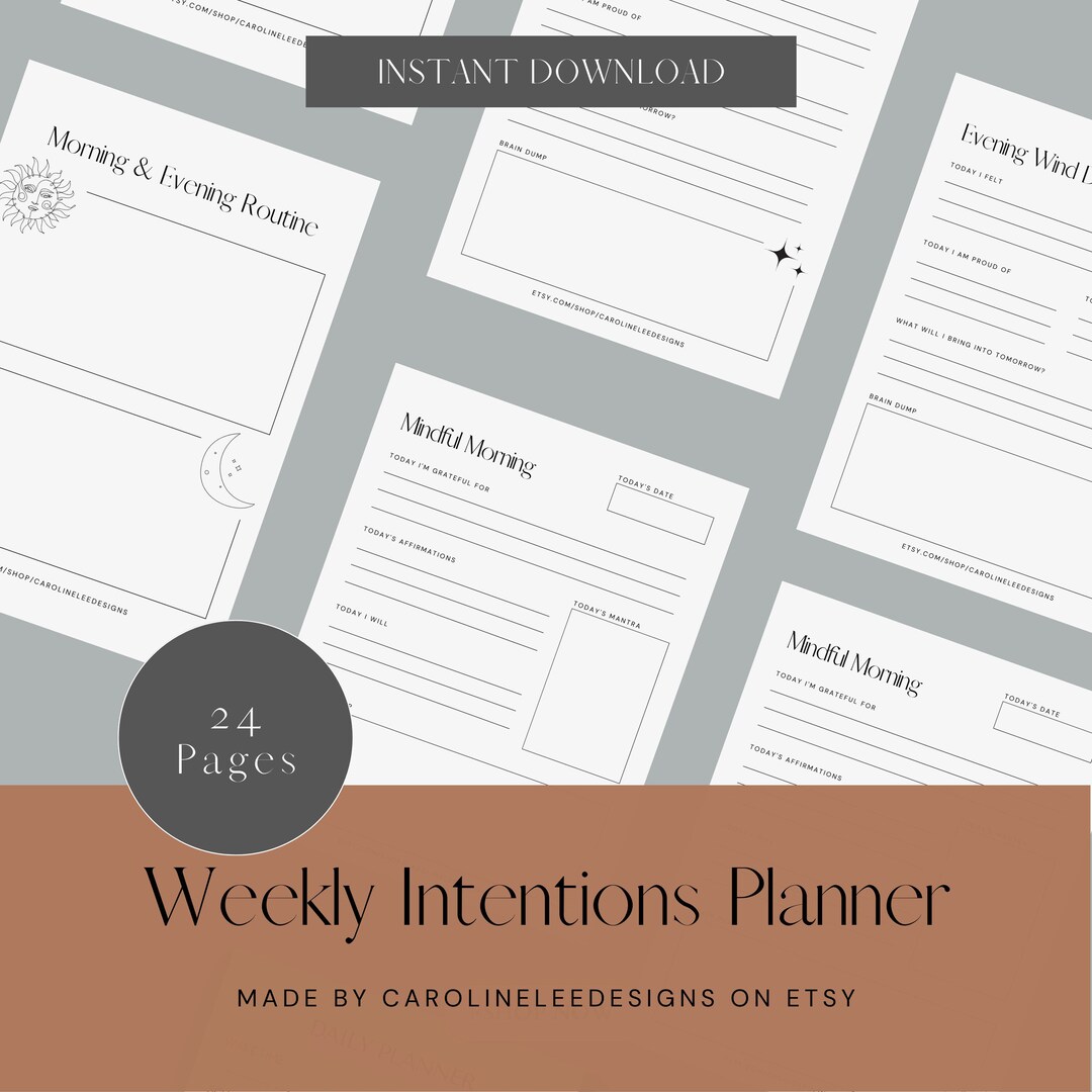 Weekly Planner Printable, Daily Planner, Self-care Journal, Reflection ...