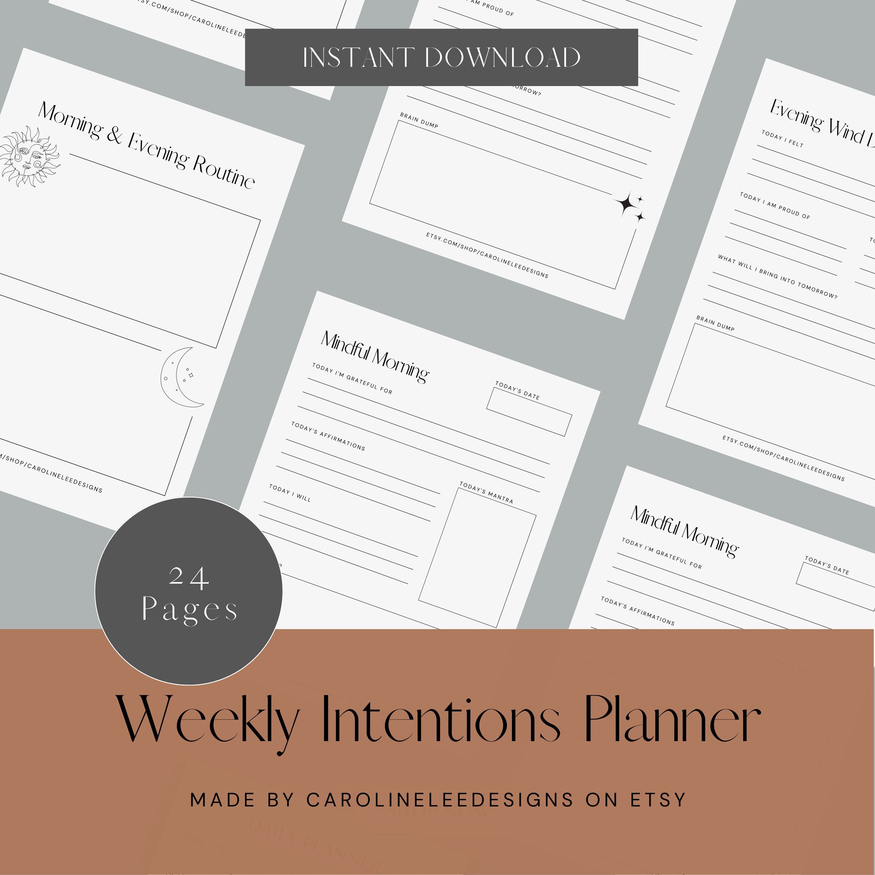 Weekly Planner Printable, Daily Planner, Self-care Journal, Reflection ...
