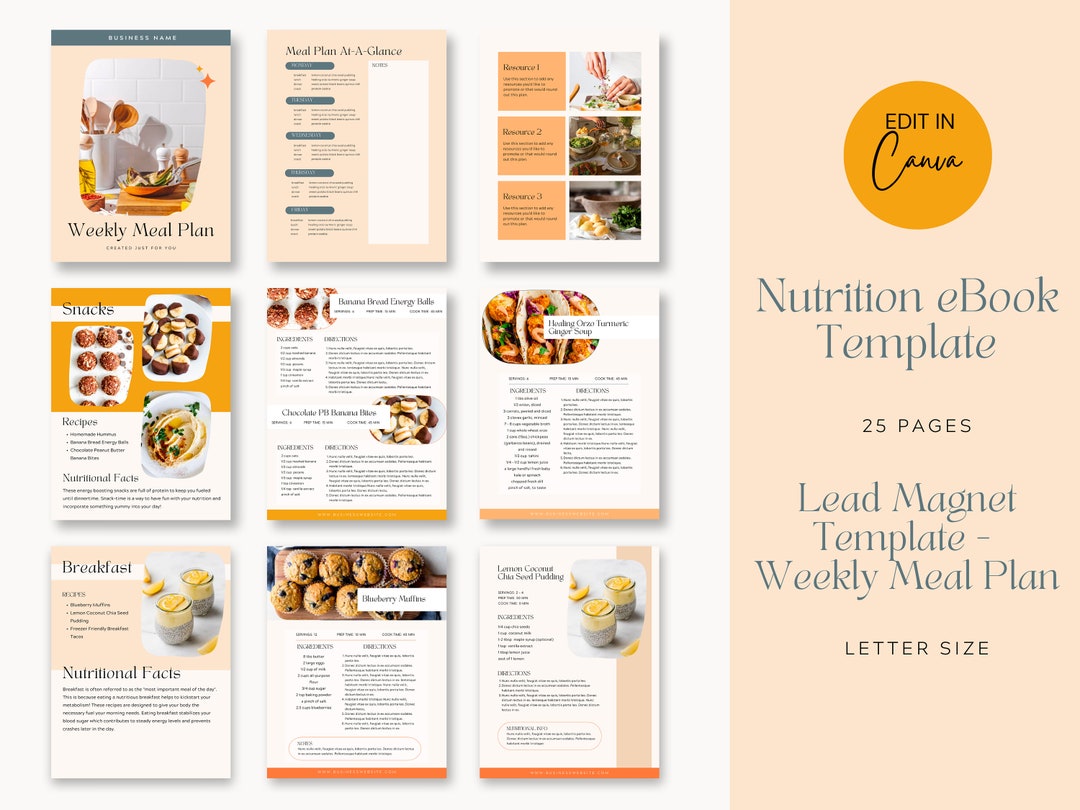 Weekly Meal Plan Template - Nutritionist Ebook Template - Nutritionist ...