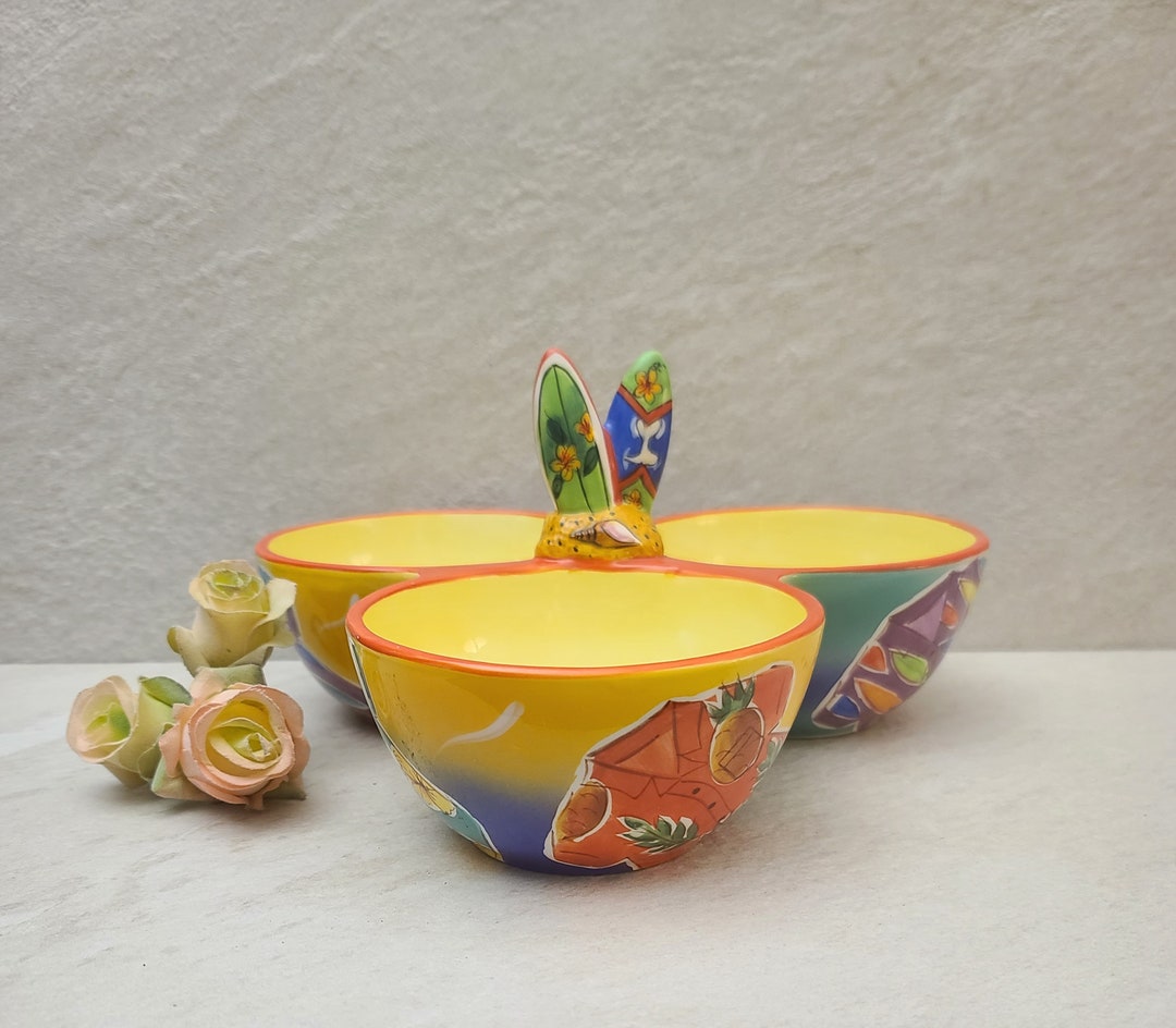 Vintage Clay Art TROPICOOL Ceramic 3 Section Condiment Server - Etsy