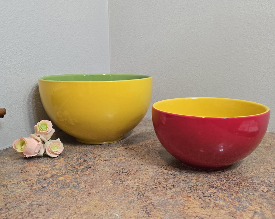 Vintage SCM Designs Colorful Ceramic Stoneware Serving Bowl Set of 2 - Etsy