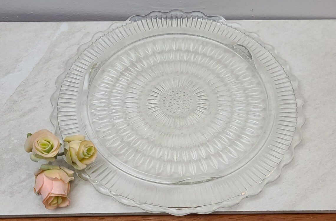 Vintage 1970's KROMEX Chrome Brass Handle Cake Cover With Etched Glass ...