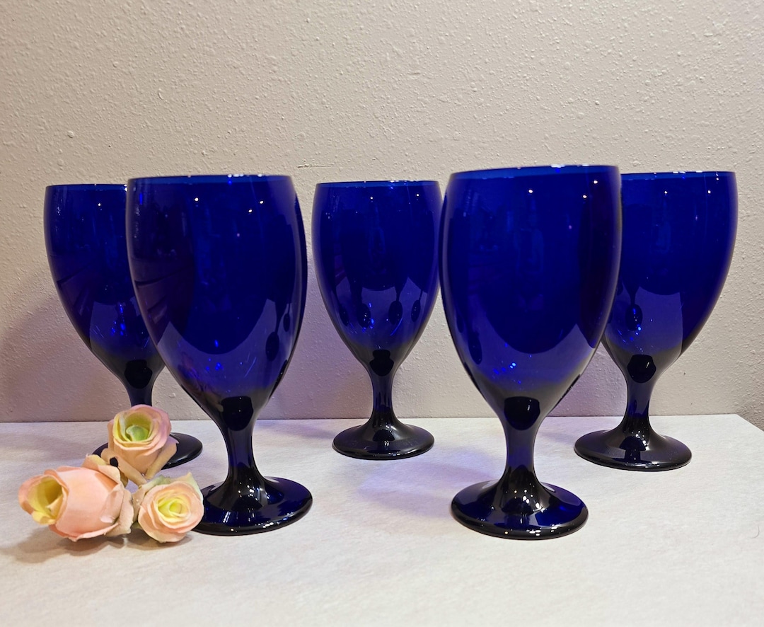 Vintage Cobalt Blue Water Goblet by PIER 1 Set of 5 - Etsy