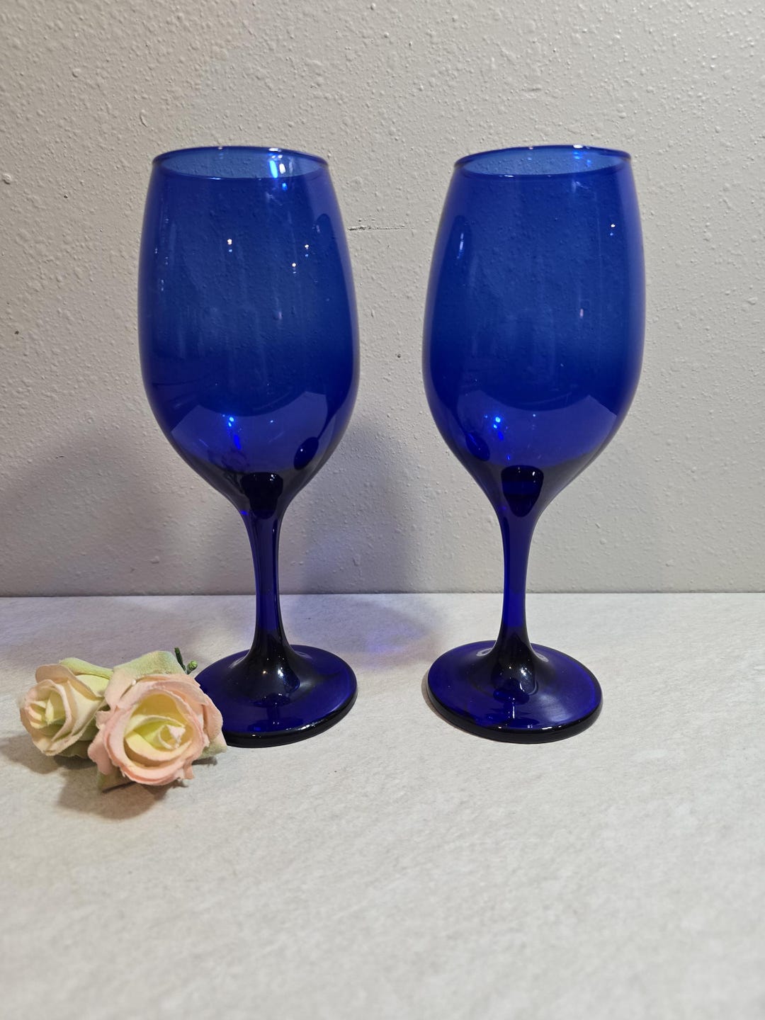 Vintage Cobalt Blue Water/wine Goblets by PIER 1 Set of 2 - Etsy