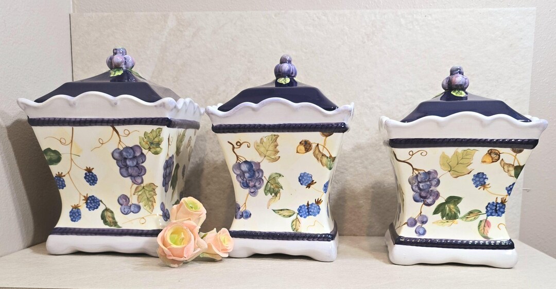 Vintage Capriware Ceramic Grape Canisters - Etsy