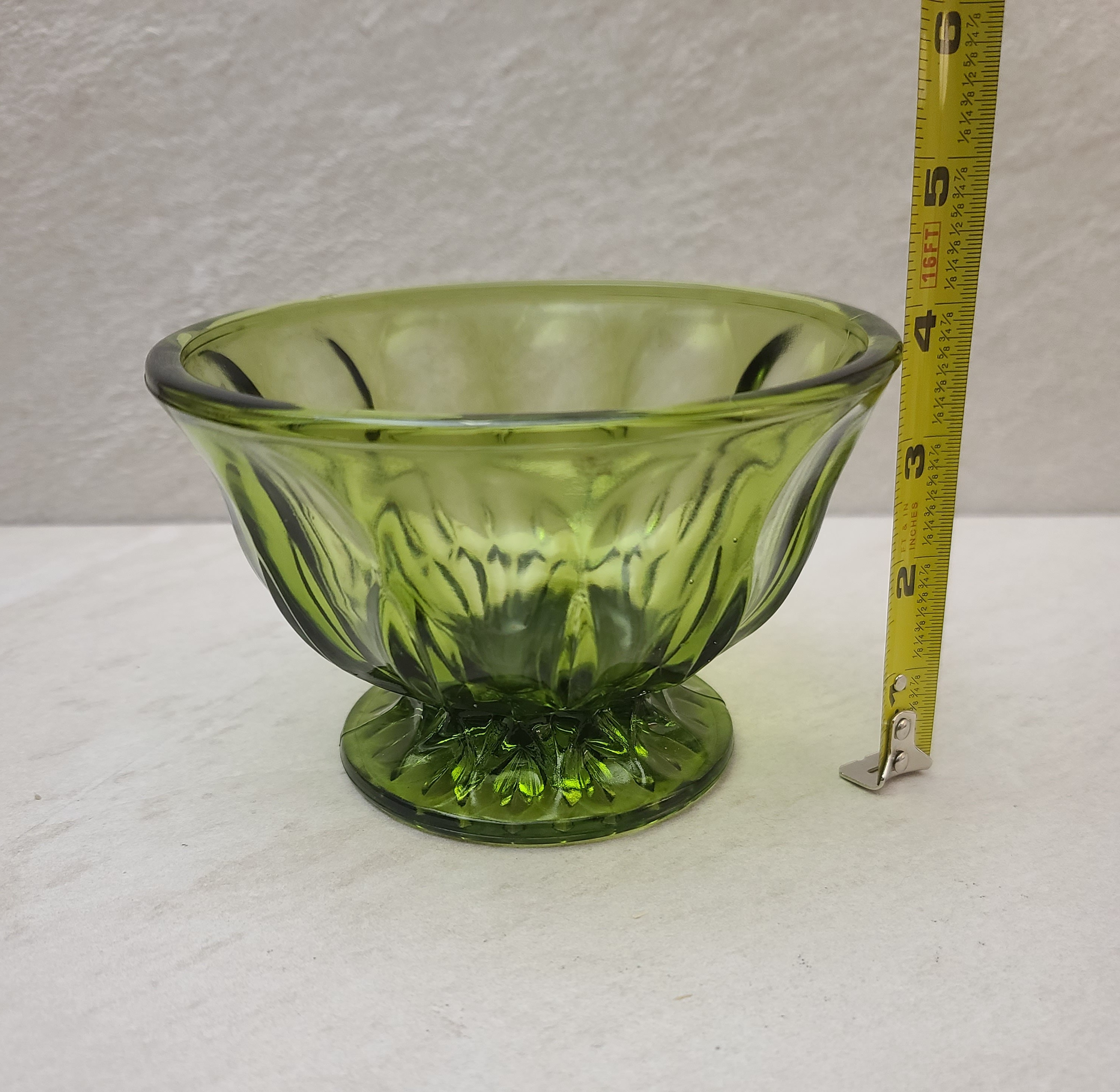 Vintage Anchor Hocking Green Glass Pedestal Candy Dish - Etsy