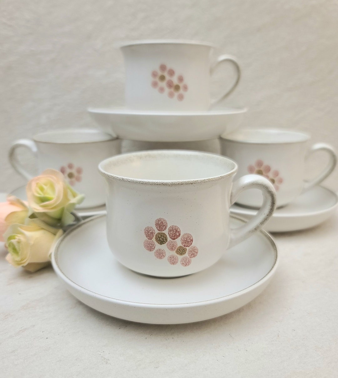 Vintage 1970's Denby Gypsy 4 Tea/coffee Cups and 4 Saucers Made in ...