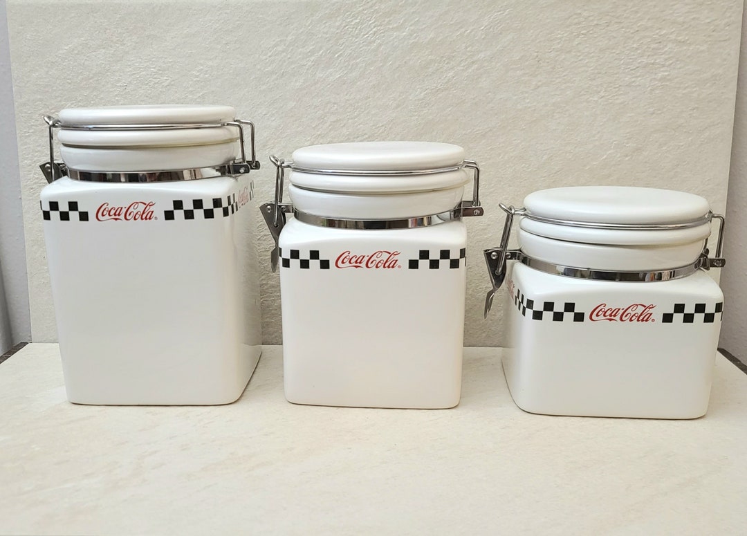 Vintage Gibson's Coca-cola Ceramic Three Piece Canister Set With ...