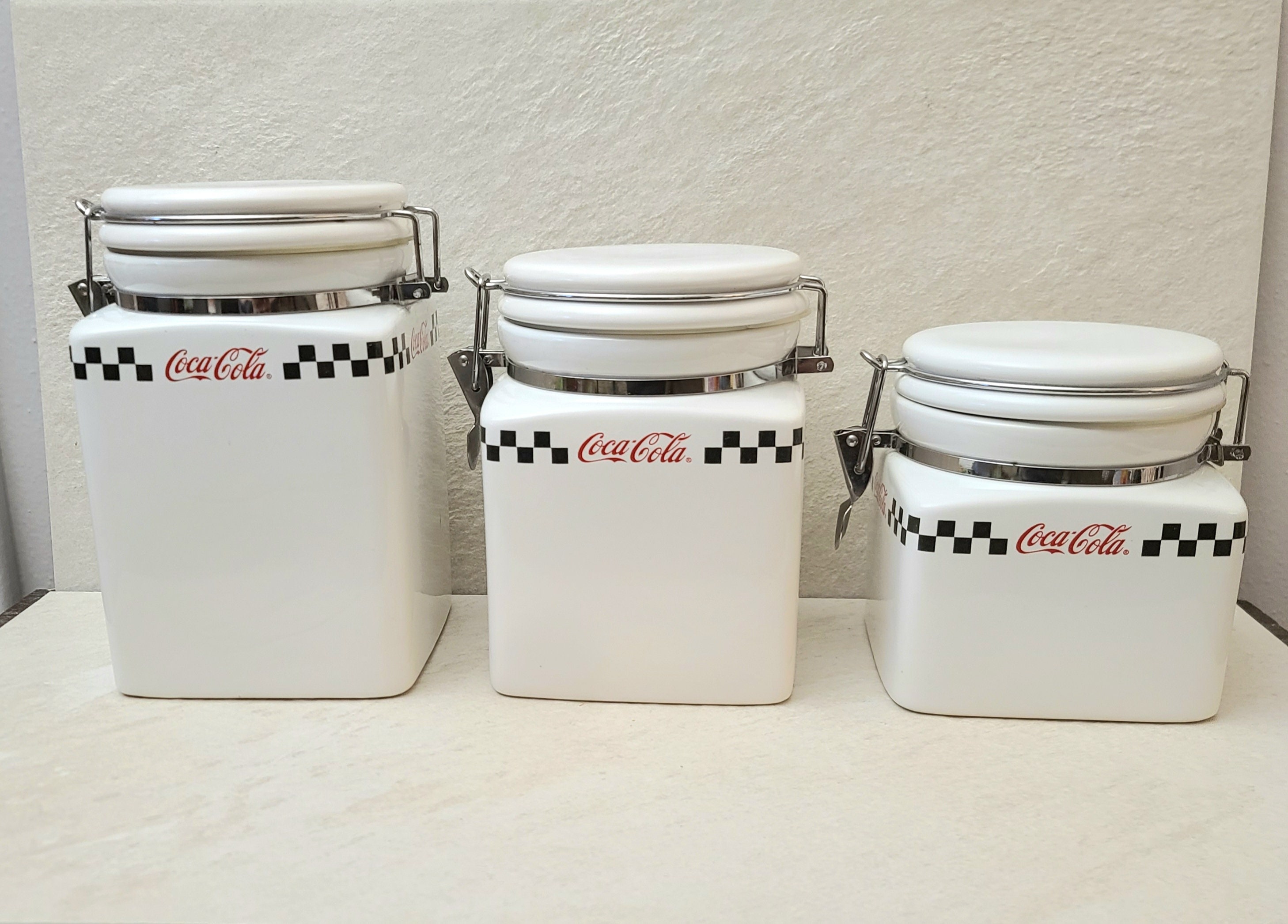 Vintage Gibson's Coca-cola Ceramic Three Piece Canister Set With ...