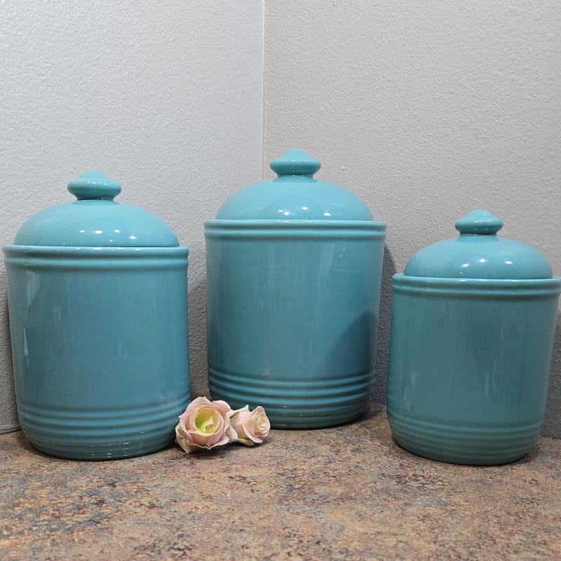 Turquoise Ceramic Canister - Etsy
