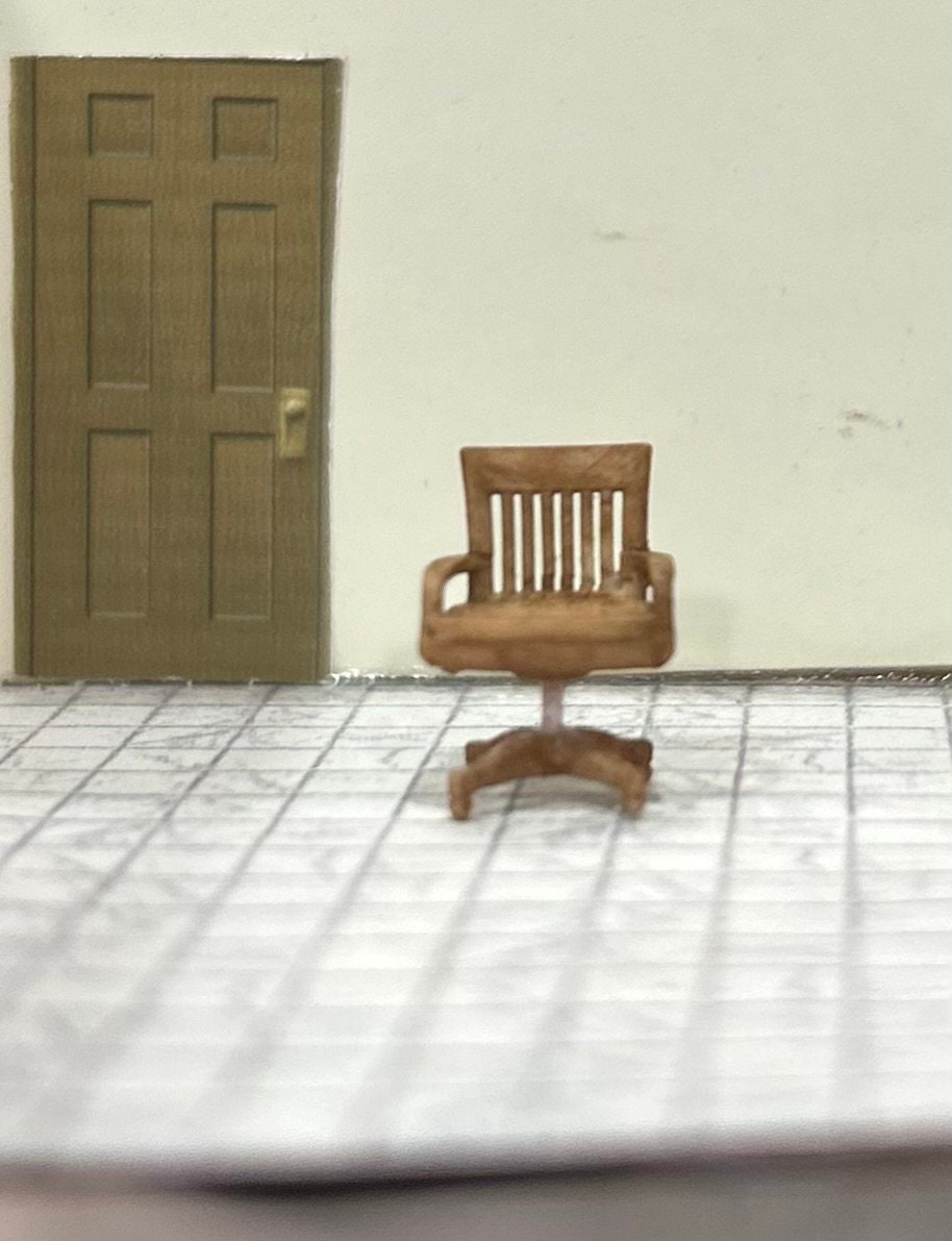 3D Resin Printed HO Scale 1:87 Wood Slat Swivel Desk Chair. Can Be Made ...