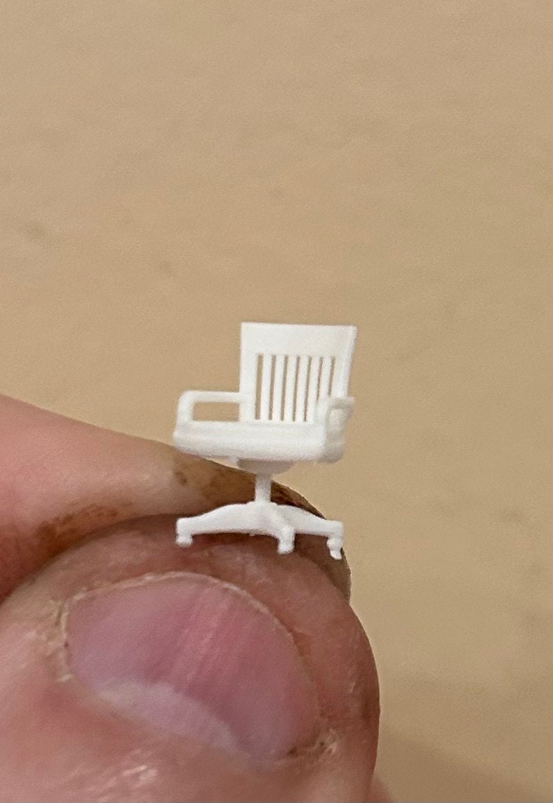 3D Resin Printed HO Scale 1:87 Wood Slat Swivel Desk Chair. Can Be Made ...