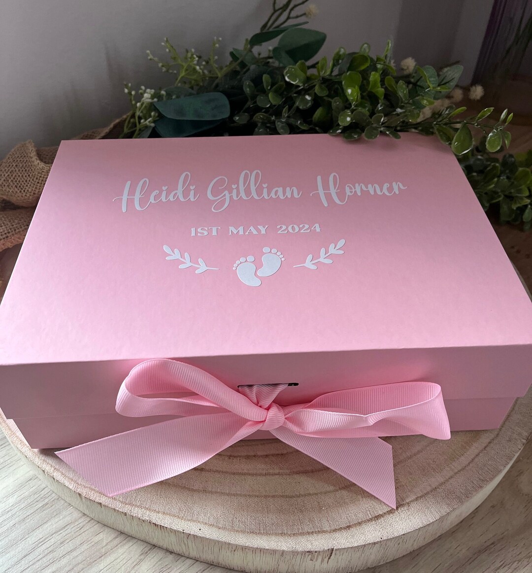 Baby Gift Box, Baby Pink Gift Box, New Baby Gift, Personalised Box ...