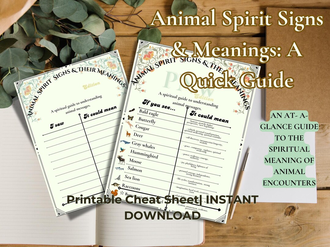 Animal Spirit Signs and Meanings | Printable Quick Guide | Instant ...