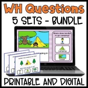 WH Questions Task Cards With Visuals - Sentence Comprehension Special ...