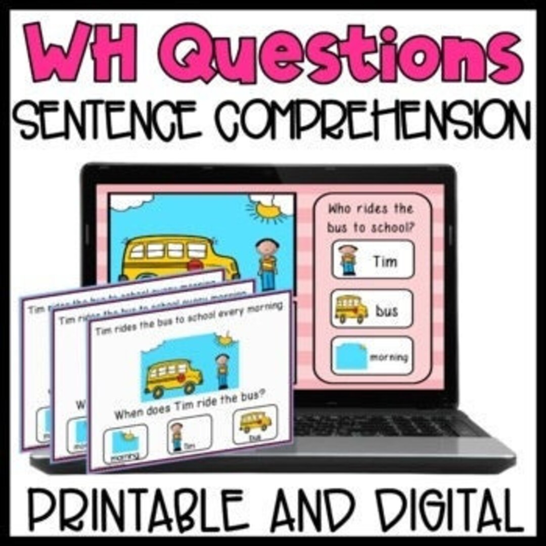 WH Questions Sentence Comprehension Task Cards With Visual Supports - Etsy
