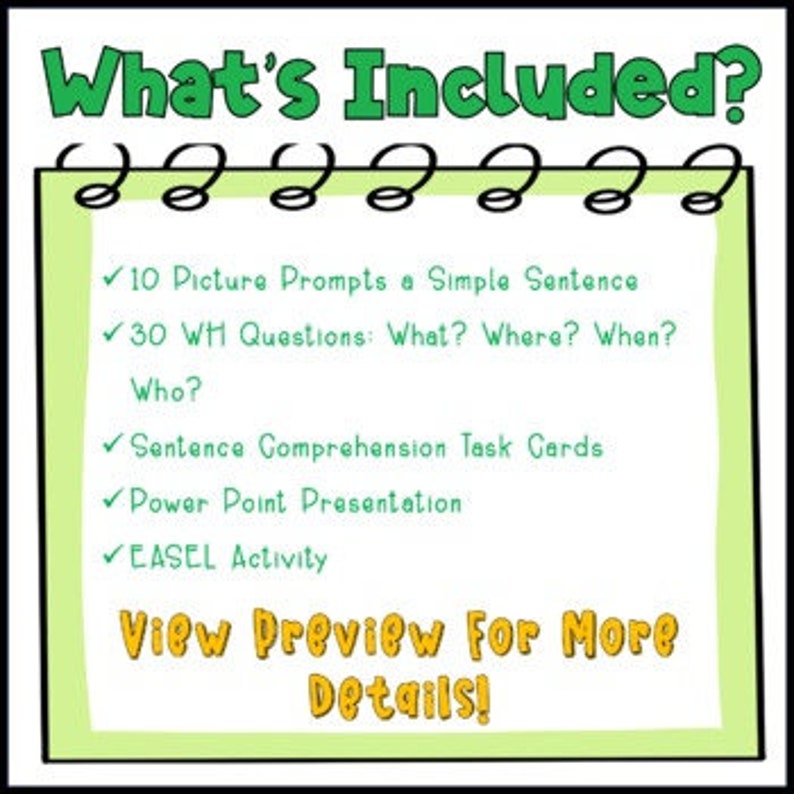 WH Questions Task Cards Sentence Reading Comprehension With Visual ...