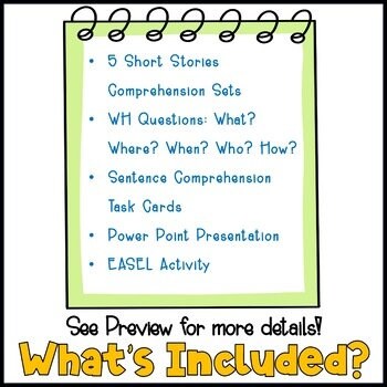 WH Questions Short Passages Task Cards Reading Comprehension - Etsy