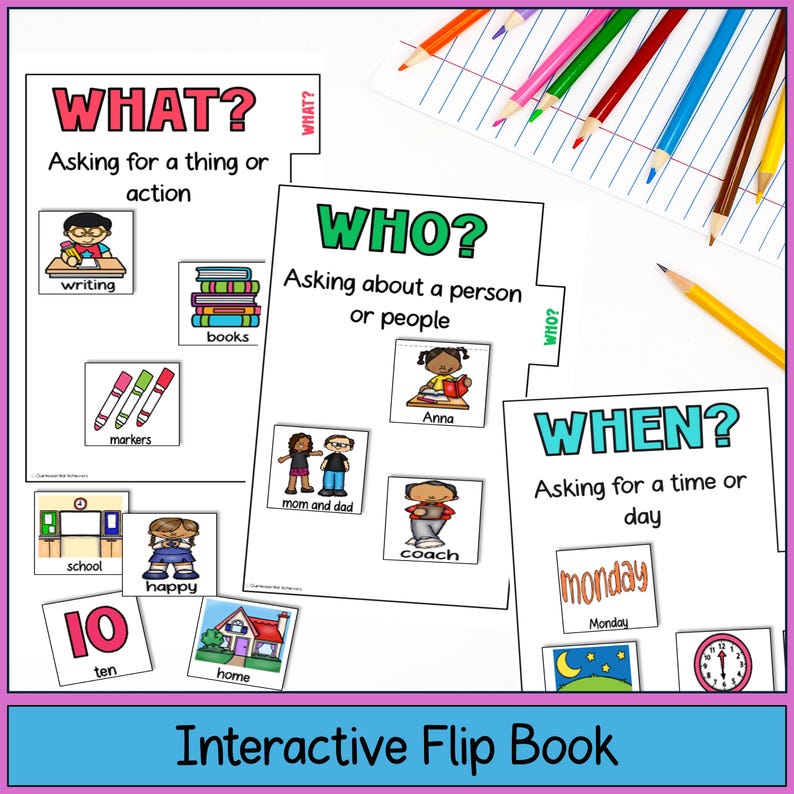 WH Questions Activities | Flip Book, Anchor Charts & Mazes | Special Ed ...