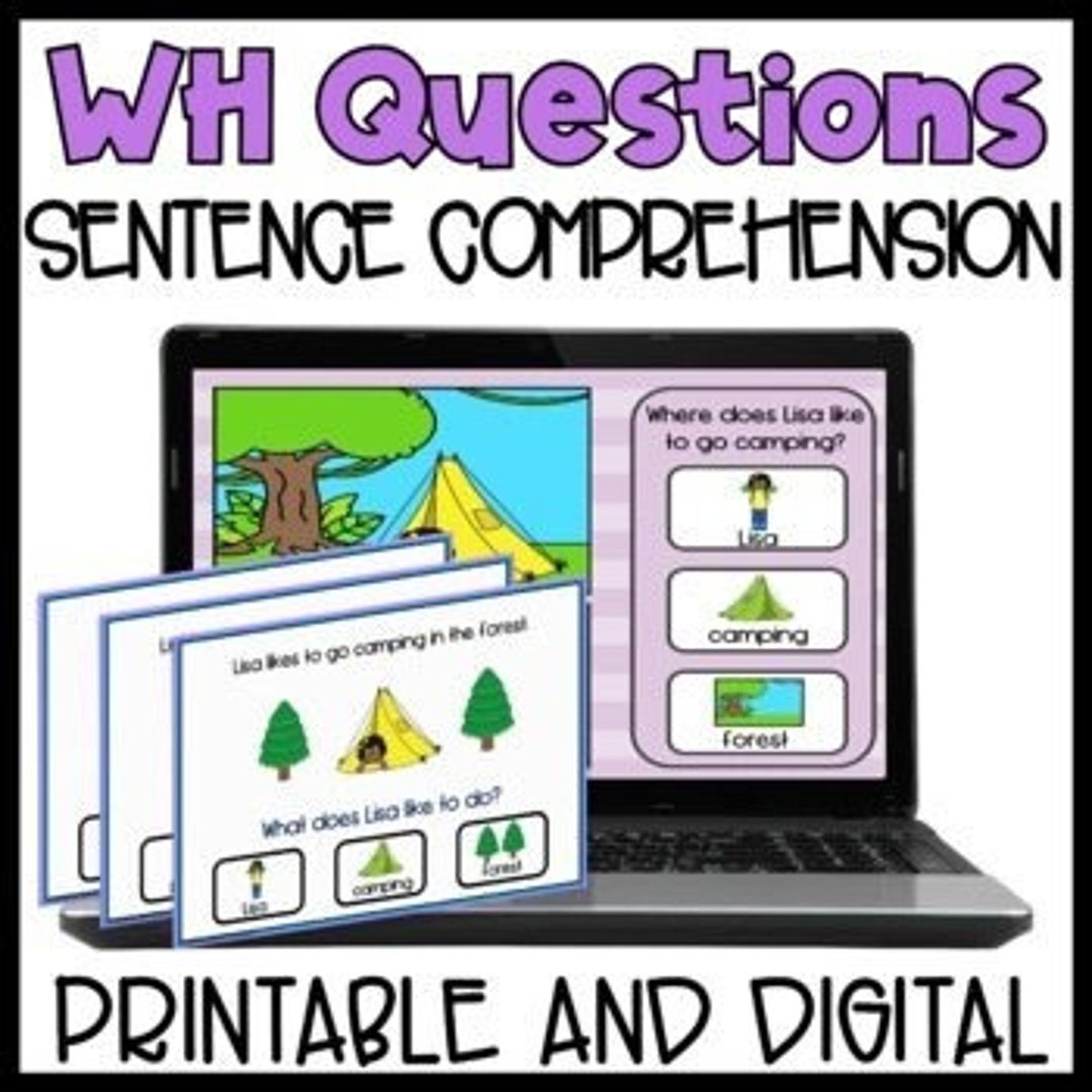 WH Questions With Pictures Task Cards Sentence Reading Comprehension 2 ...