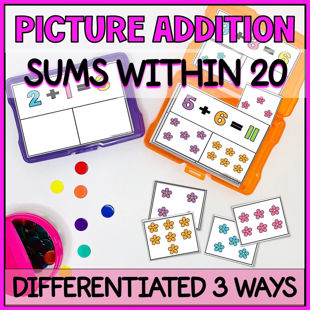 Picture Addition Task Cards | Differentiated Adding Within 20 ...