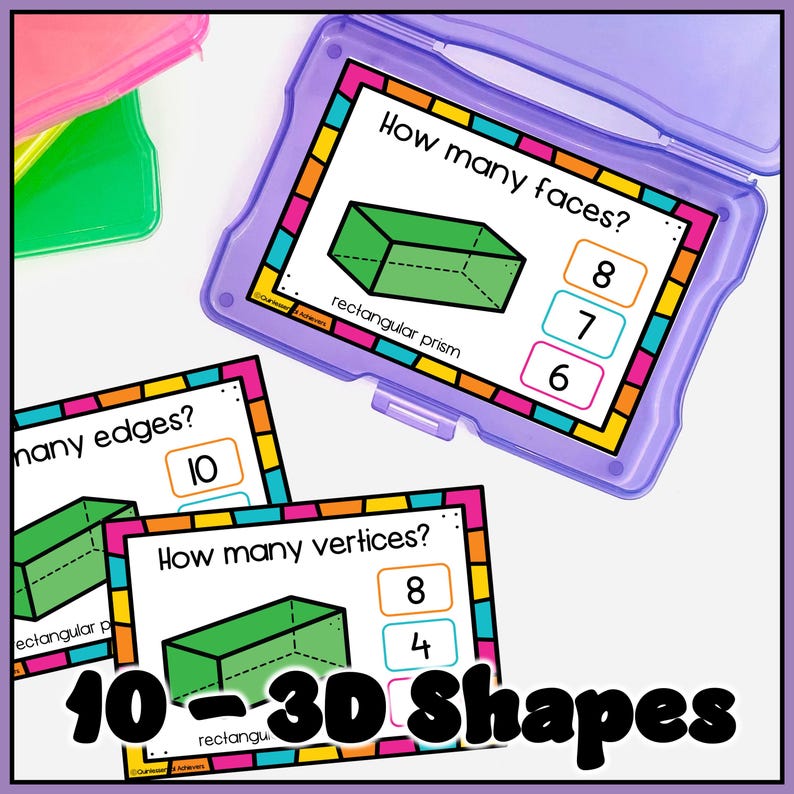 3D Shapes Attributes Task Cards | Edges, Faces, Vertices | Kindergarten ...