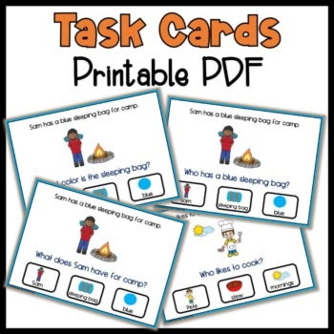 WH Questions Task Cards With Visuals - Sentence Comprehension Special ...