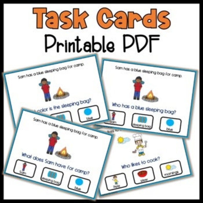 WH Questions Task Cards With Visuals - Sentence Comprehension Special ...