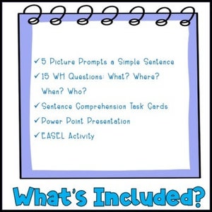 WH Questions With Pictures Task Cards Sentence Reading Comprehension 2 ...