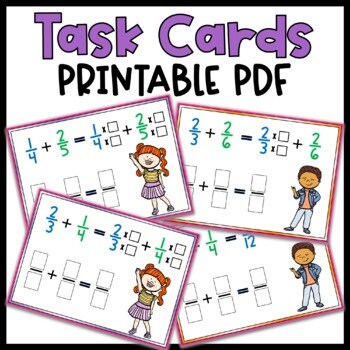 Fractions Addition Task Cards - Adding Fractions With Unlike ...