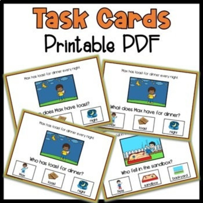 WH Questions Task Cards Sentence Comprehension With Pictures Visual ...