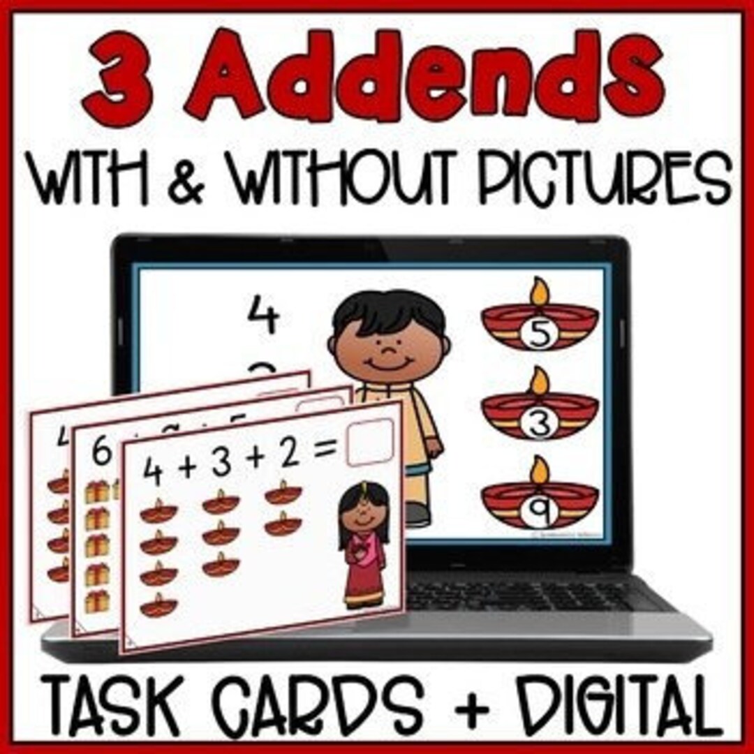 Adding 3 Numbers Diwali Math Activities - Differentiated Addition Task ...