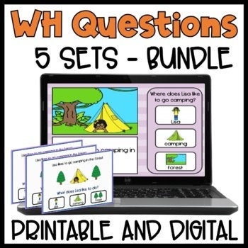 WH Questions Task Cards With Visuals - Sentence Comprehension Special ...