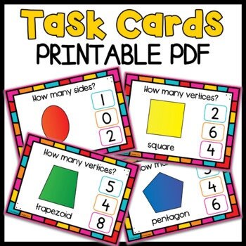 2D Shapes Sides and Vertices Task Cards Two Dimensional Shapes ...