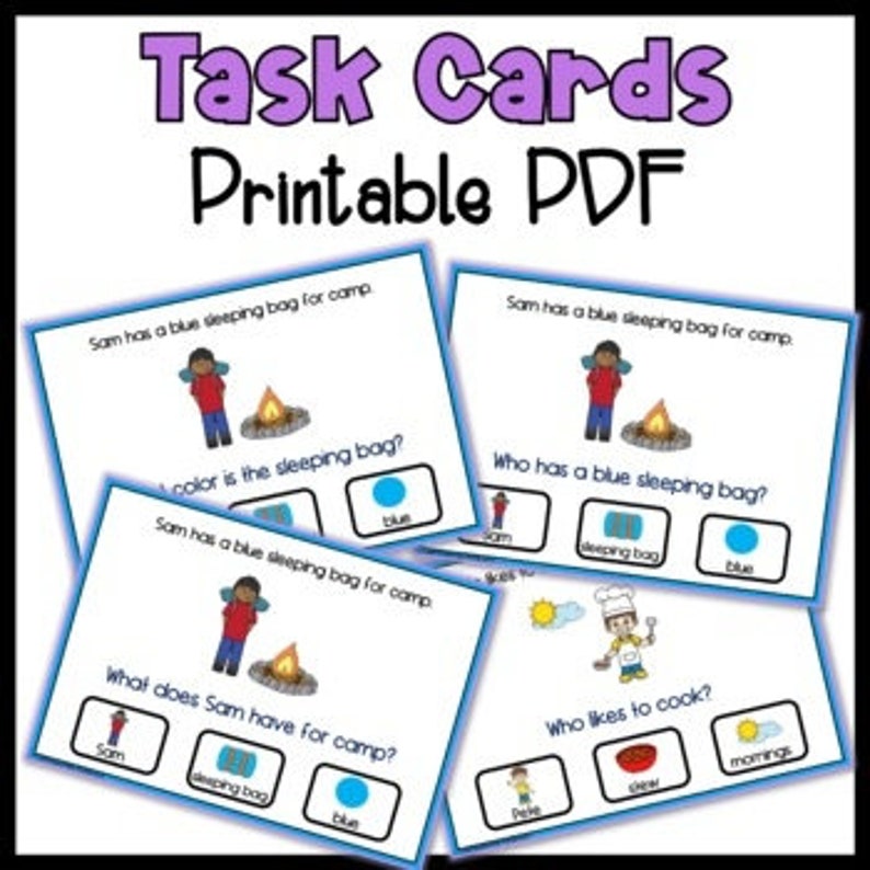WH Questions With Pictures Task Cards - Sentence Reading Comprehension ...