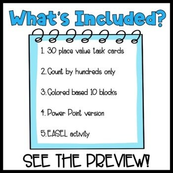 Place Value Task Cards - Hundreds Base 10 Blocks - Count by 100s - Etsy