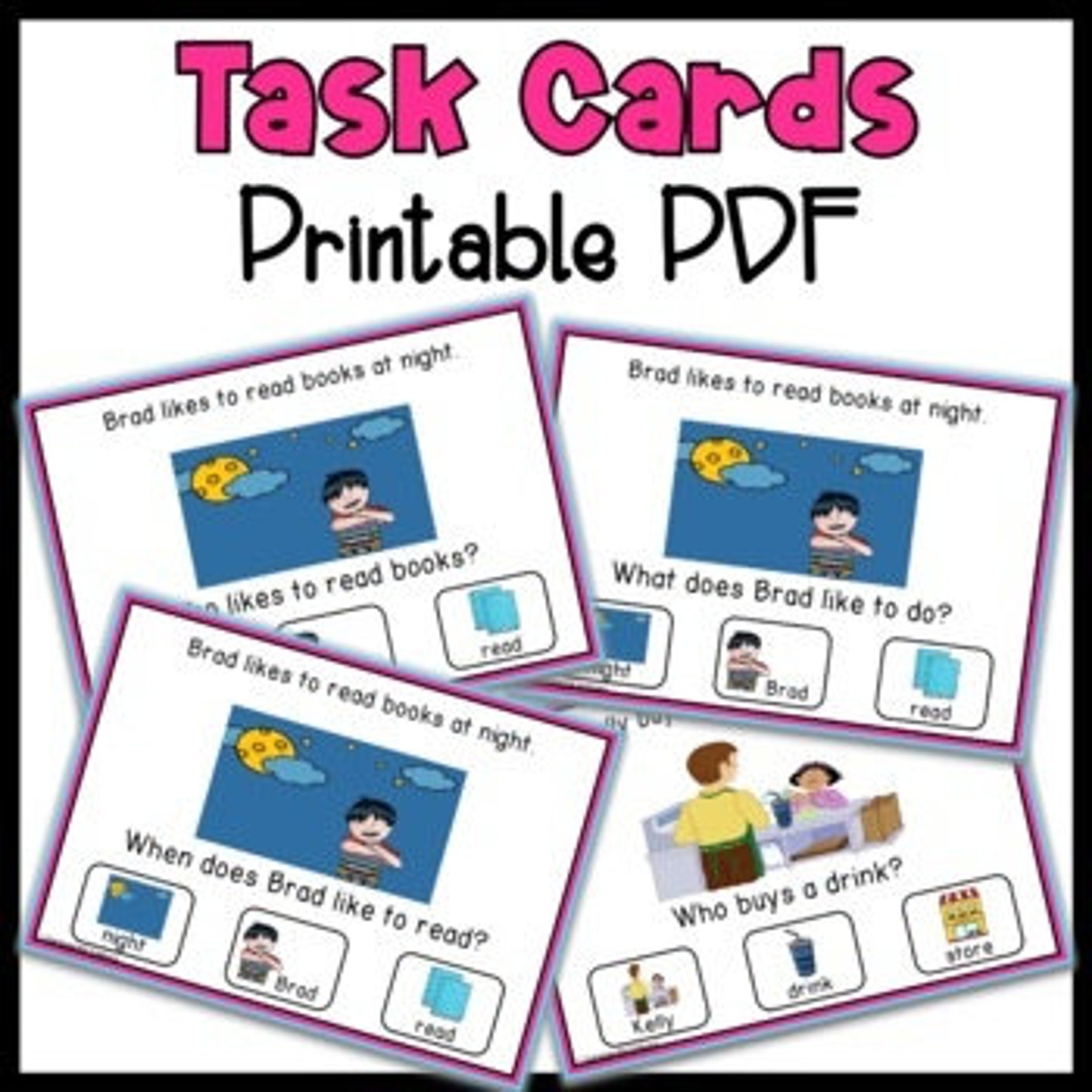 WH Questions Sentence Comprehension Task Cards With Visual Supports - Etsy